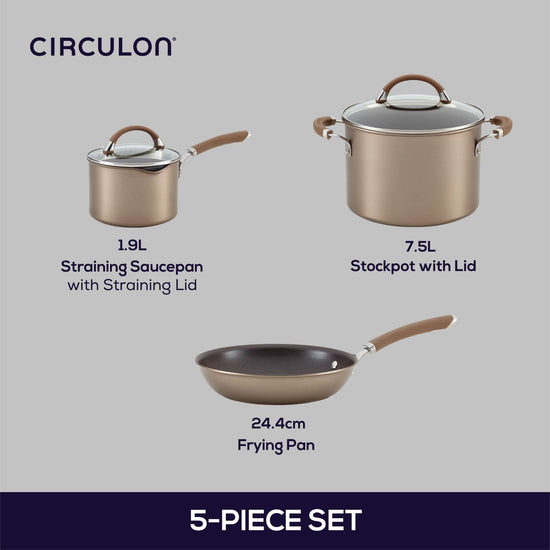 Circulon Premier Professional Nonstick Induction 5 Piece Cookware Set ...